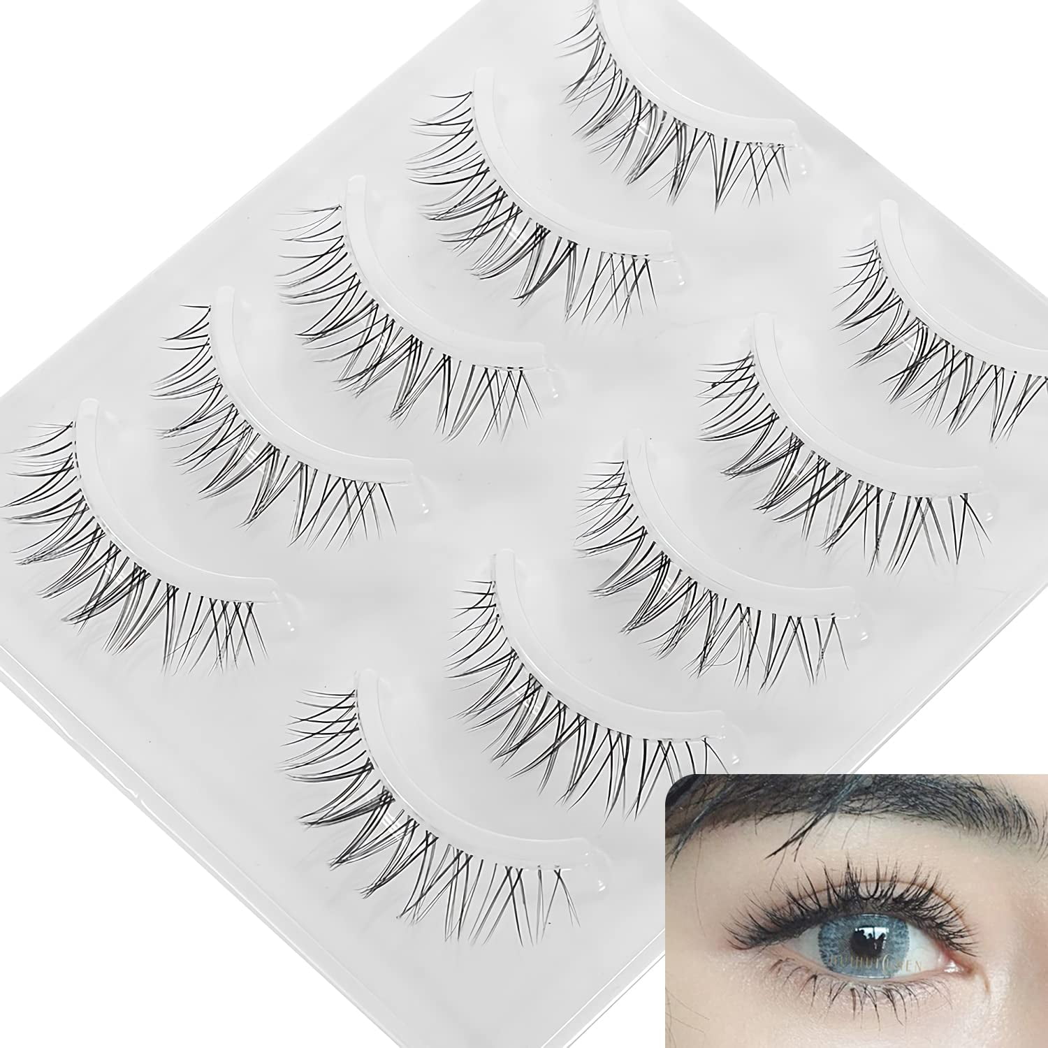 Clear Band Lashes Faux Mink Eyelashes Natural Look 10MM Short Wispy 3D ...