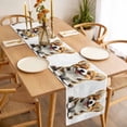 Cute Puppy Cotton Linen Table Runner Funny Cartoon Watercolor Brown Dog ...