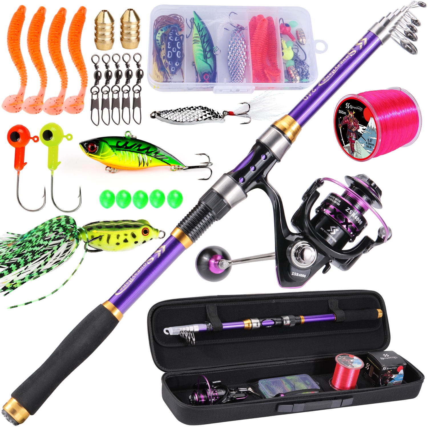 Sougayilang Fishing Rod Combo Telescopic Fishing Rod and Spinning Reel ...