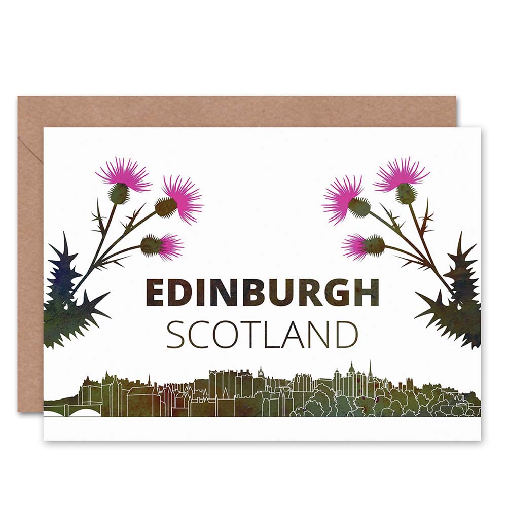 Scottish Stylised Skyline Edinburgh City Scotland Greetings Card Plus ...