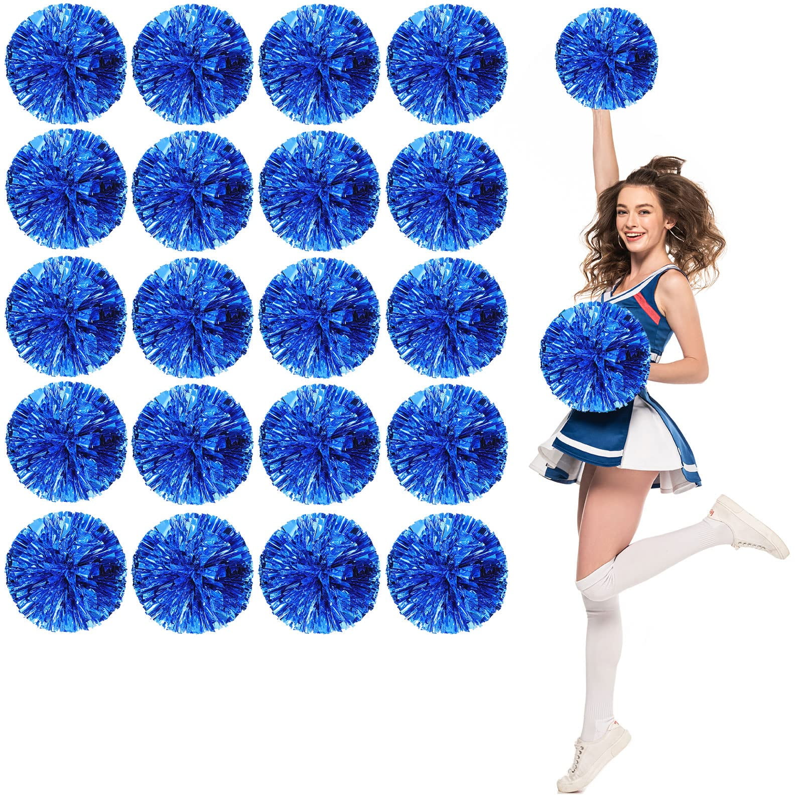 LINLIN 20 Pack Cheerleading Pom Poms,Metallic Cheering Squad Pompoms ...