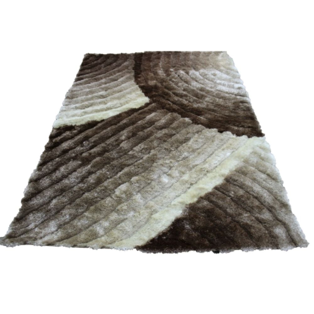 RugBerry 5x7 Area Rug Brown Beige Neutral Abstract 3D Shag Carpet Soft ...