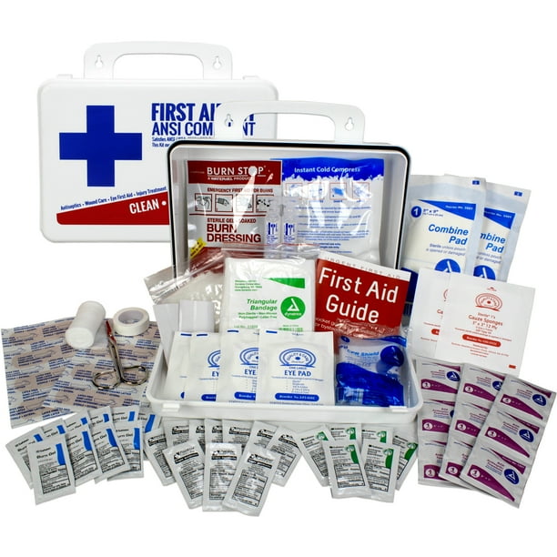 OSHA & ANSI First Aid Kit, 25 Person, 74 Pieces, ANSI 2015 Class A ...