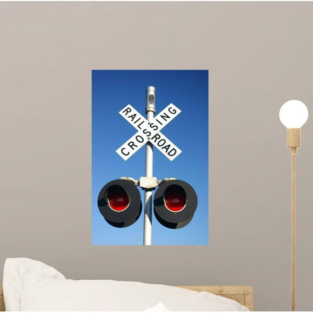 Railroad Crossing Sign with Wall Mural Decal Sticker, Wallmonkeys Peel ...