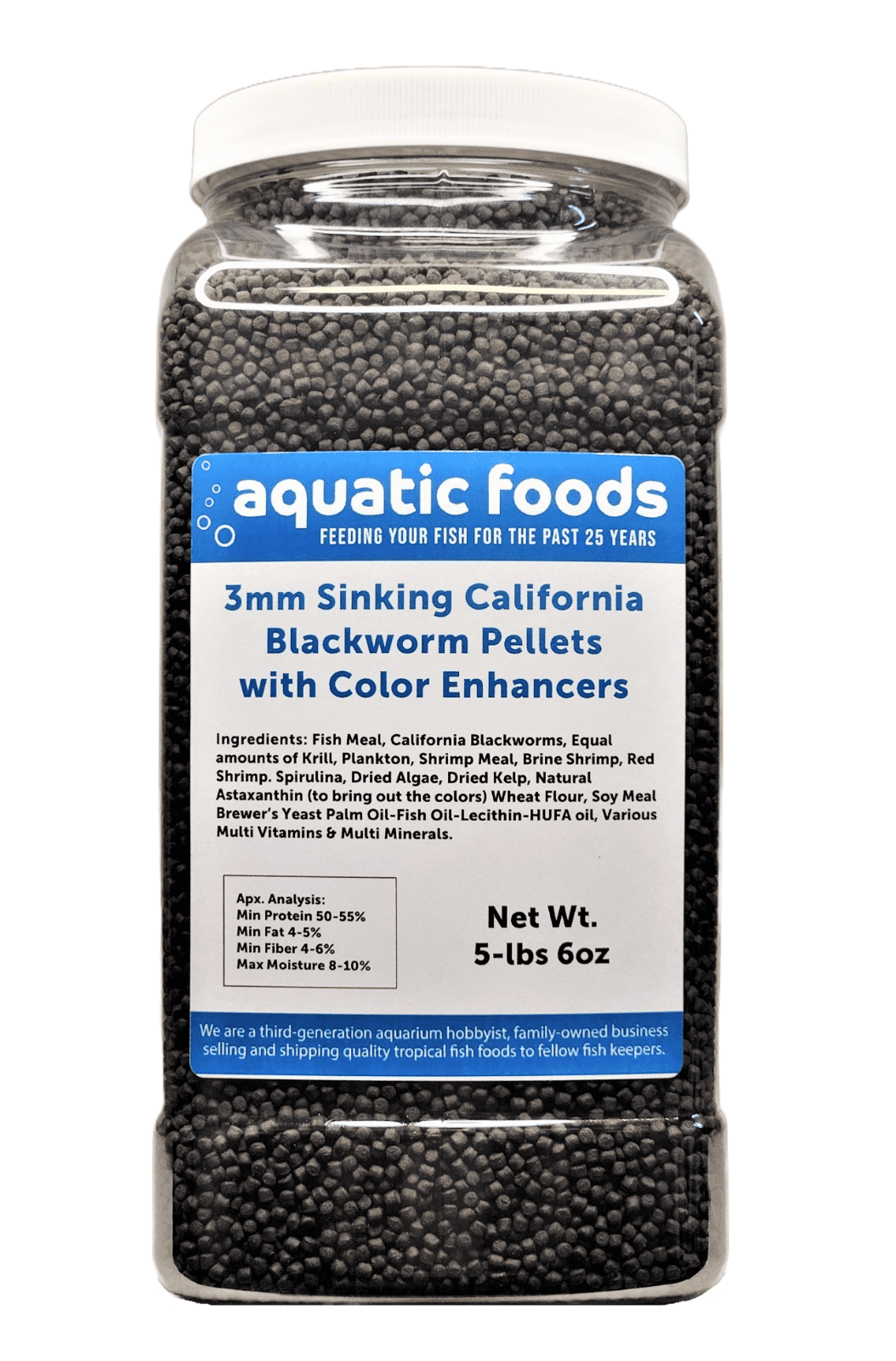 3mm Sinking Blackworm Pellets with Color Enhancers & Vitamins for ...