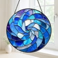 Blue and white spiral stained style suncatcher, round textured window ...