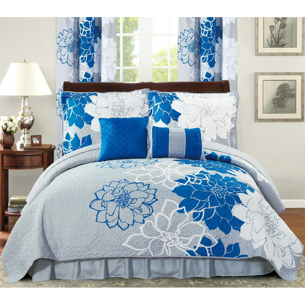All American Collection New 4 Piece Printed Reversible Bedspread Set ...