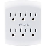 Philips 6-Outlet Tamper Resistant Wall Power Adapter, White, SPS1461WA ...