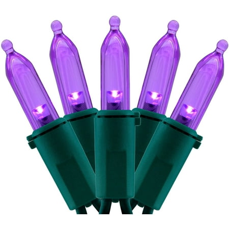 Purple LED Christmas Lights with Green Wire, 66 Feet 200 Count UL ...