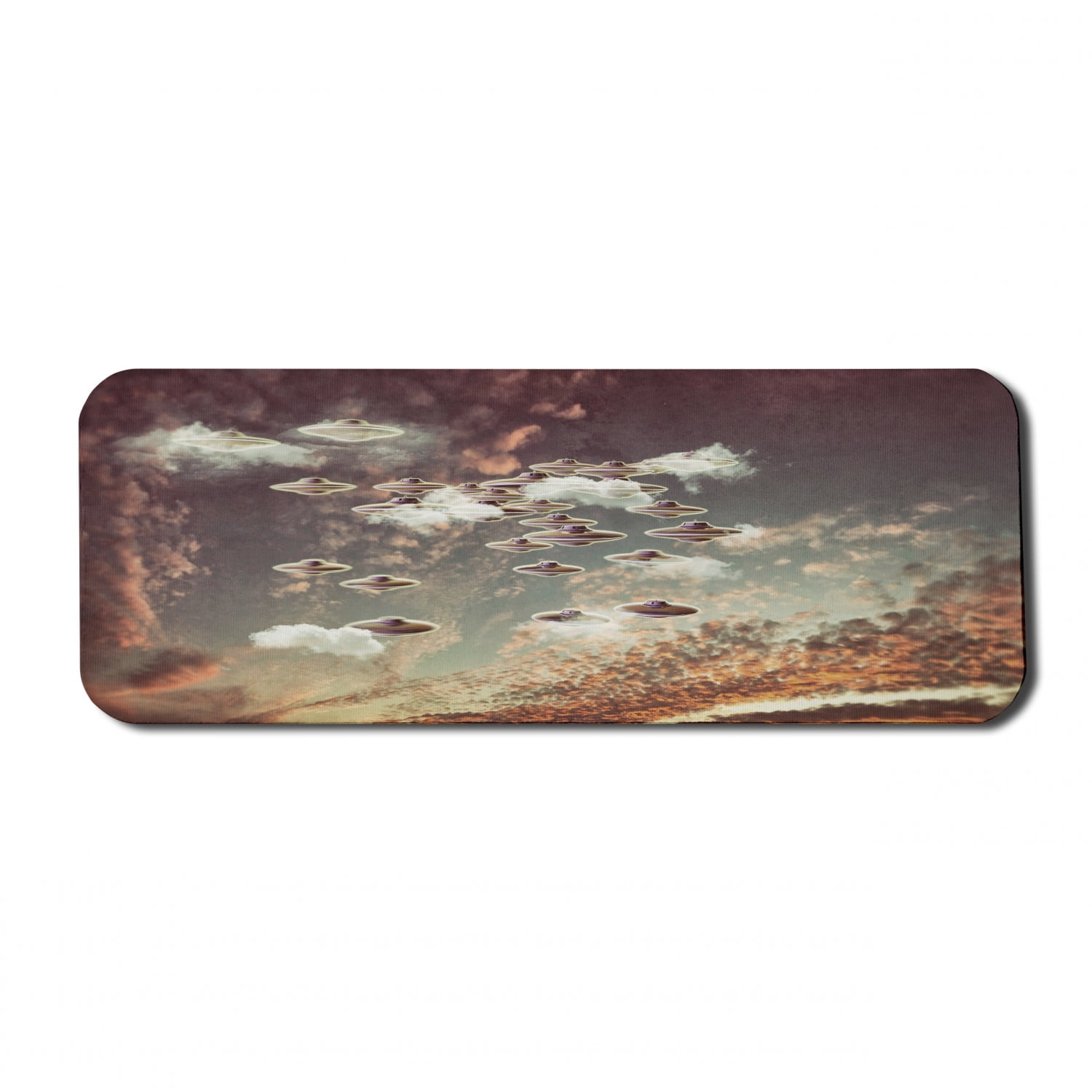 Outer Space Computer Mouse Pad, Flying Objects in Cloudy Sky UFOs ...