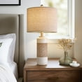 Oneach Modern Farmhouse Resin Table Lamp Set of 2, Rustic Rattan ...