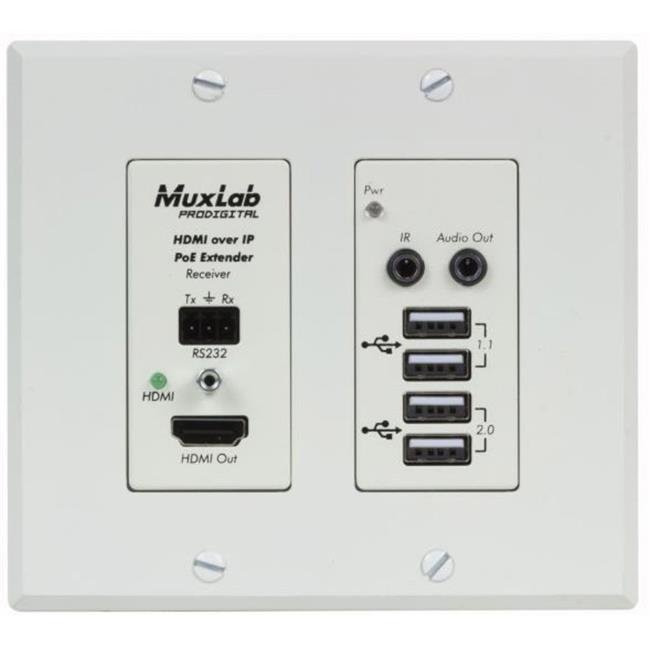 MuxLab MUX-500777-RX-WH HDMI-USB Over IP PoE WP Receiver, White - UHD ...
