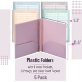 Mr. Pen Plastic Folders with Clear Front Pocket 5 pcs Pastel Colors 11. ...