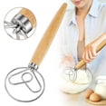 Dough Whisk Dutch Bread Mixer Stainless Hook Wooden Handle Baking Tool ...