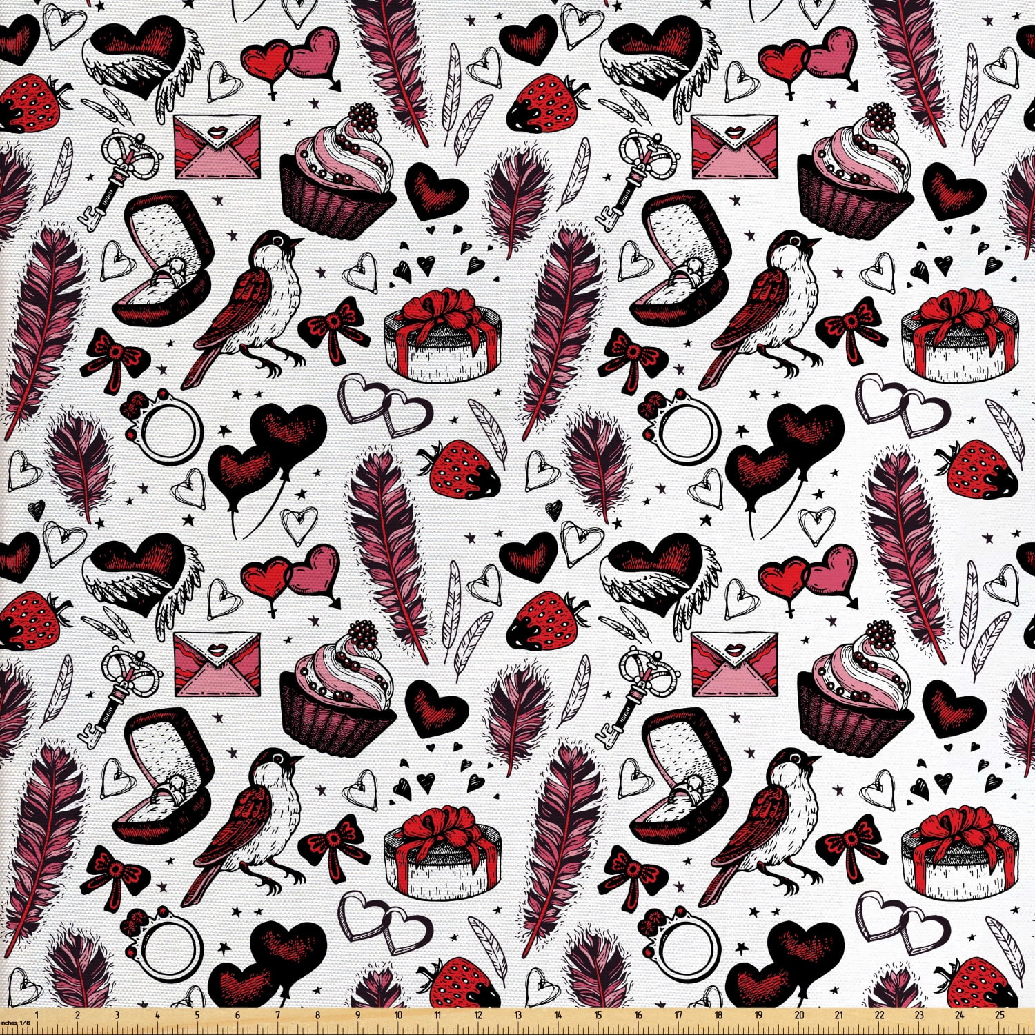 Romantic Upholstery Fabric by the Yard, Sketchy Graphic Image of ...