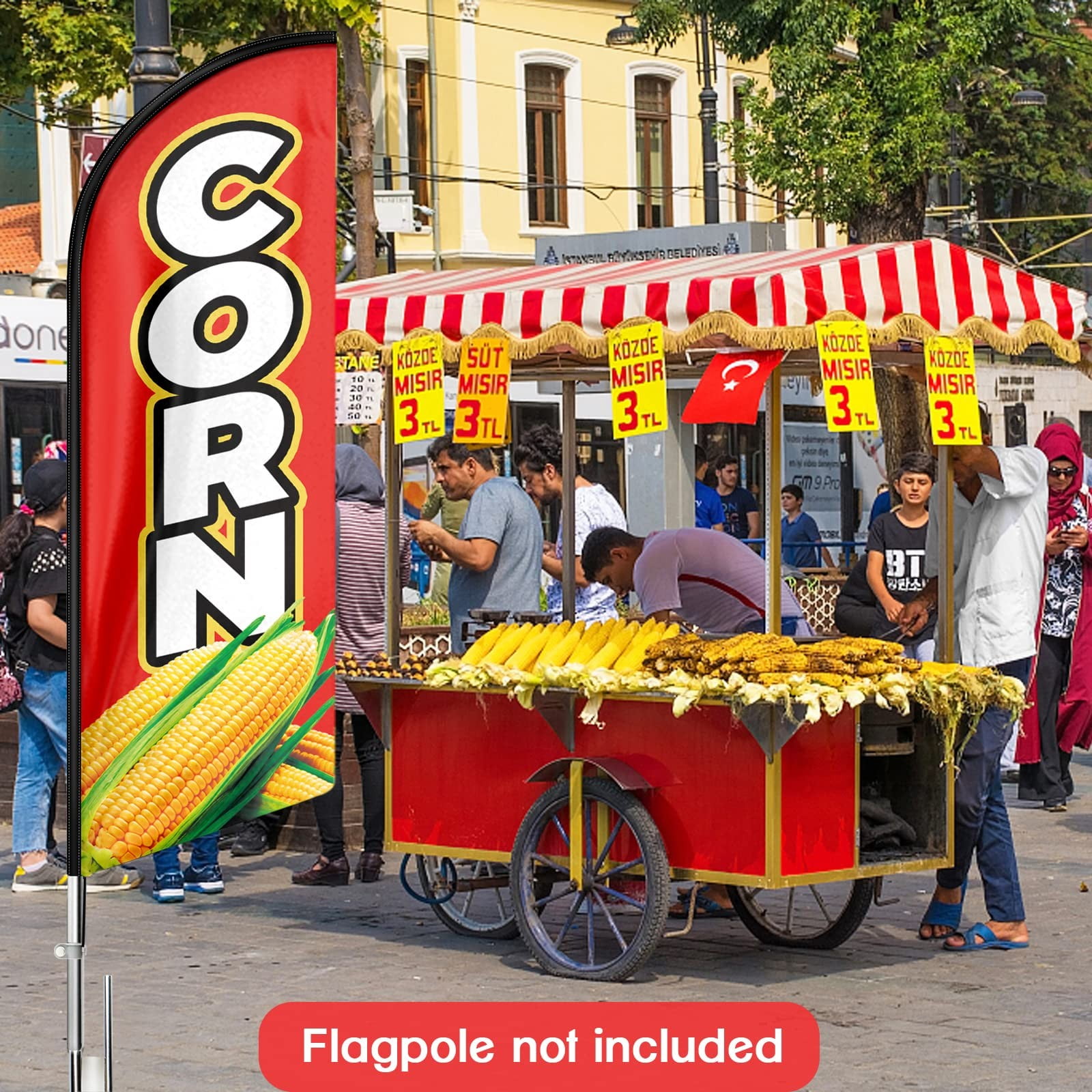 8FT Large Corn Feather Flag, Outdoor Business Advertising Sign (FLAG ...