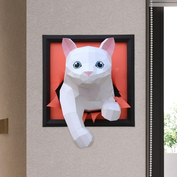 Elodie 3D Paper Model Cat Wall Art Realistic Artwork DIY Kit Frame ...