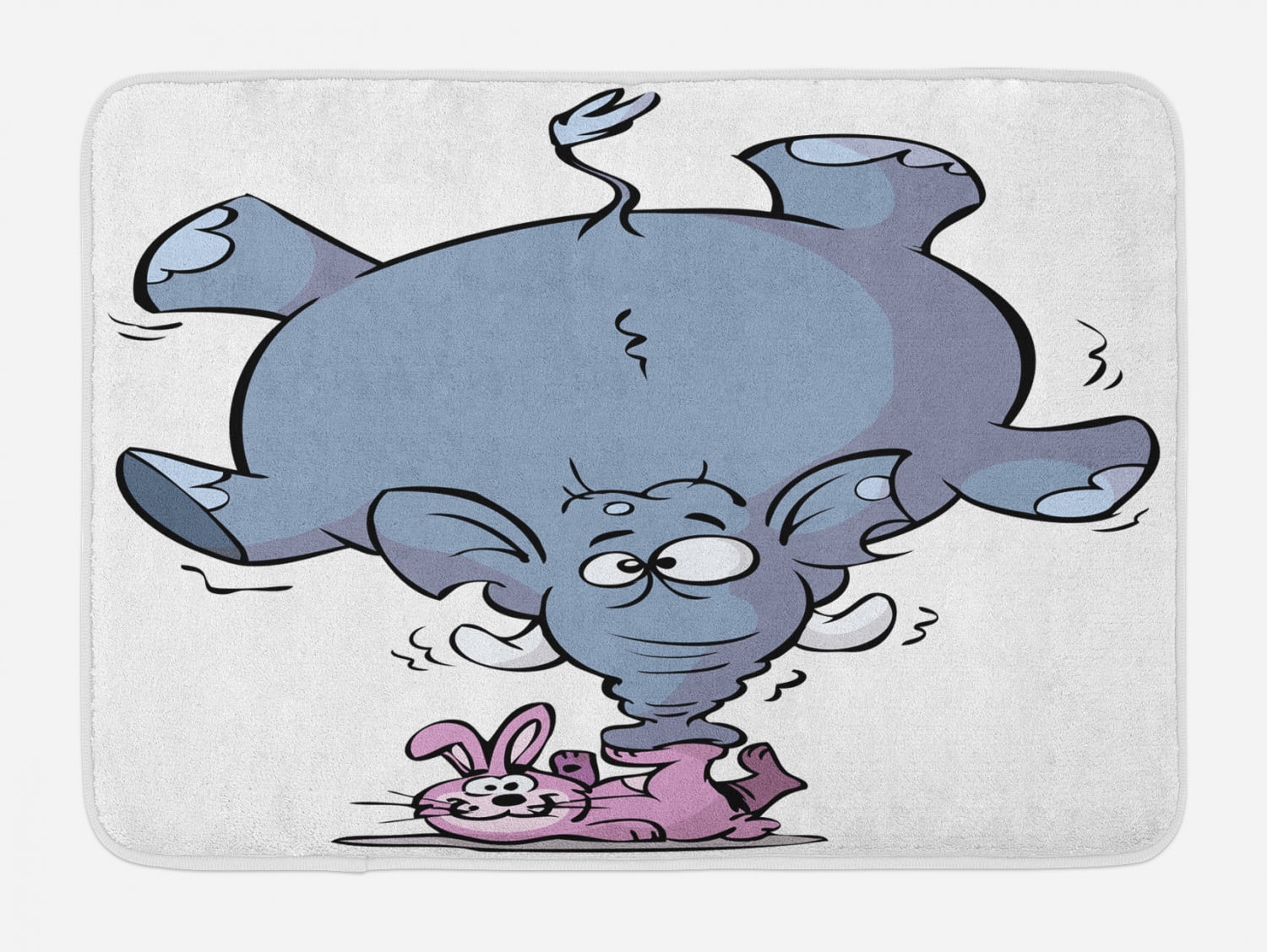 Elephant Bath Mat, Rabbit Balancing Big Elephant Funny Mascot Animals ...