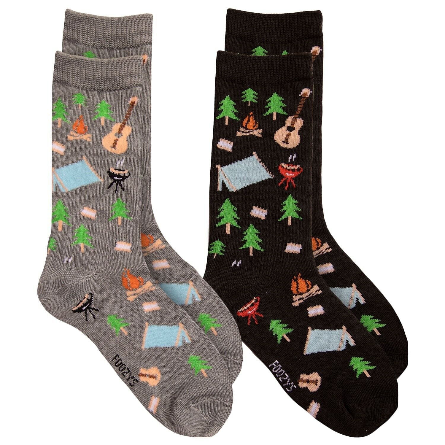 Foozys Women’s Crew Socks | Fun And Cute Camping Outdoors Themed ...