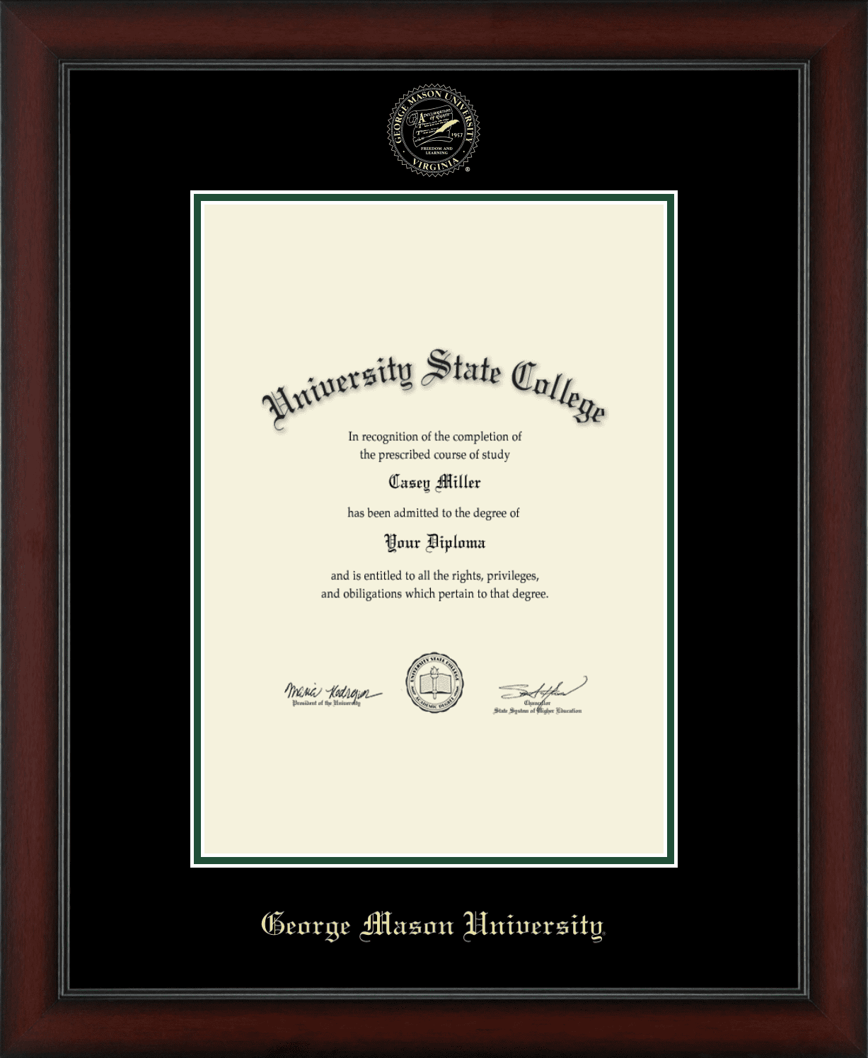 George Mason University Diploma Frame, Document Size 10" x 14 ...