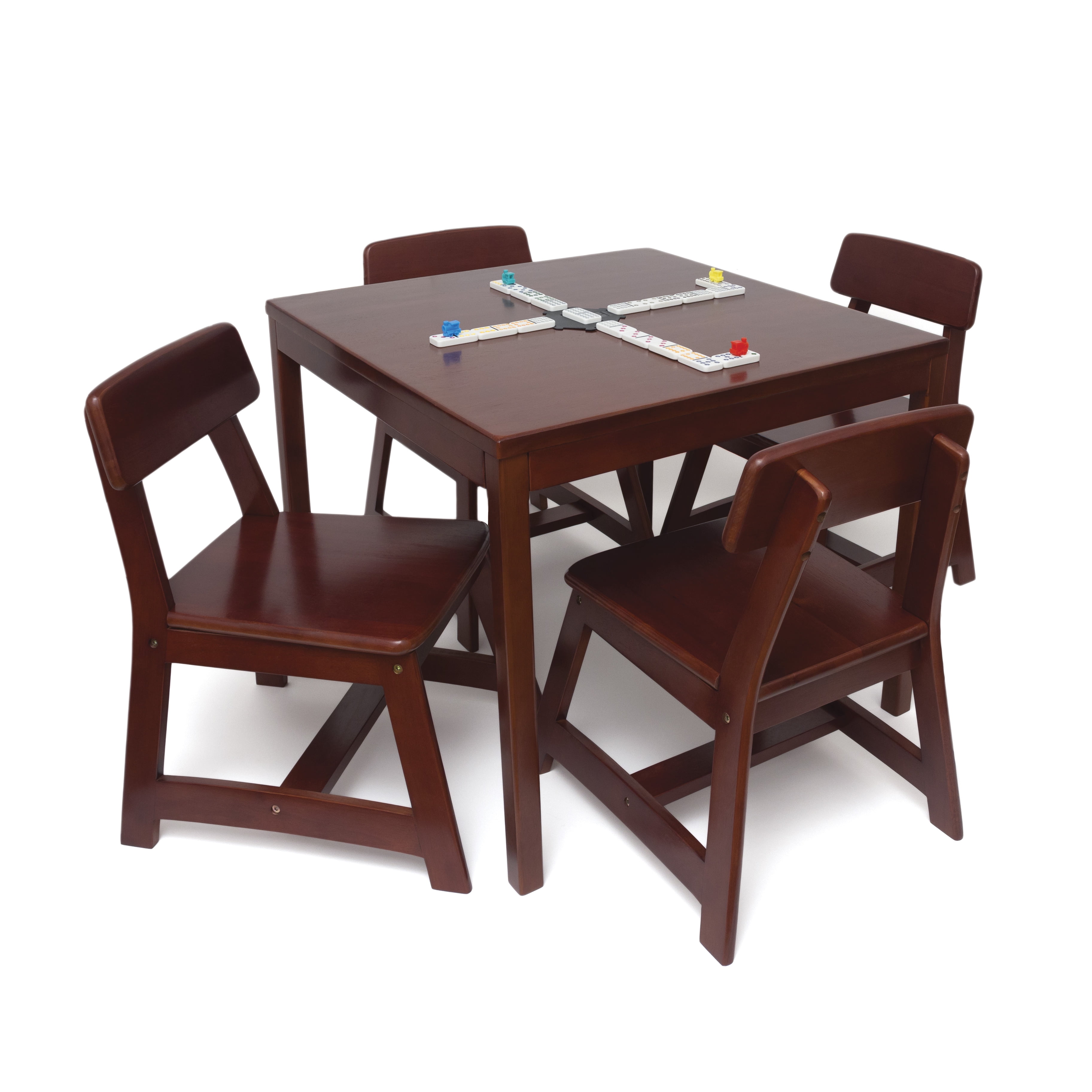 Lipper Child's 5 Piece Square Table and Chair Set, Cherry Finish ...