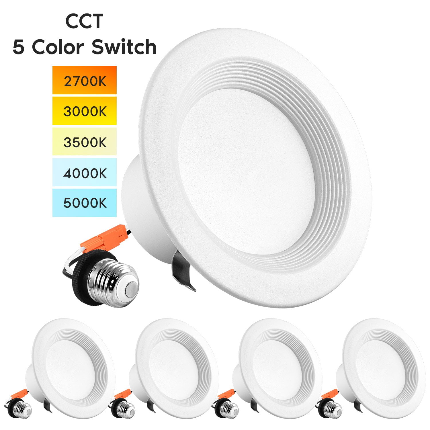Luxrite 4 inch LED Recessed Can Lights, 5 Color Temperature, Dimmable ...