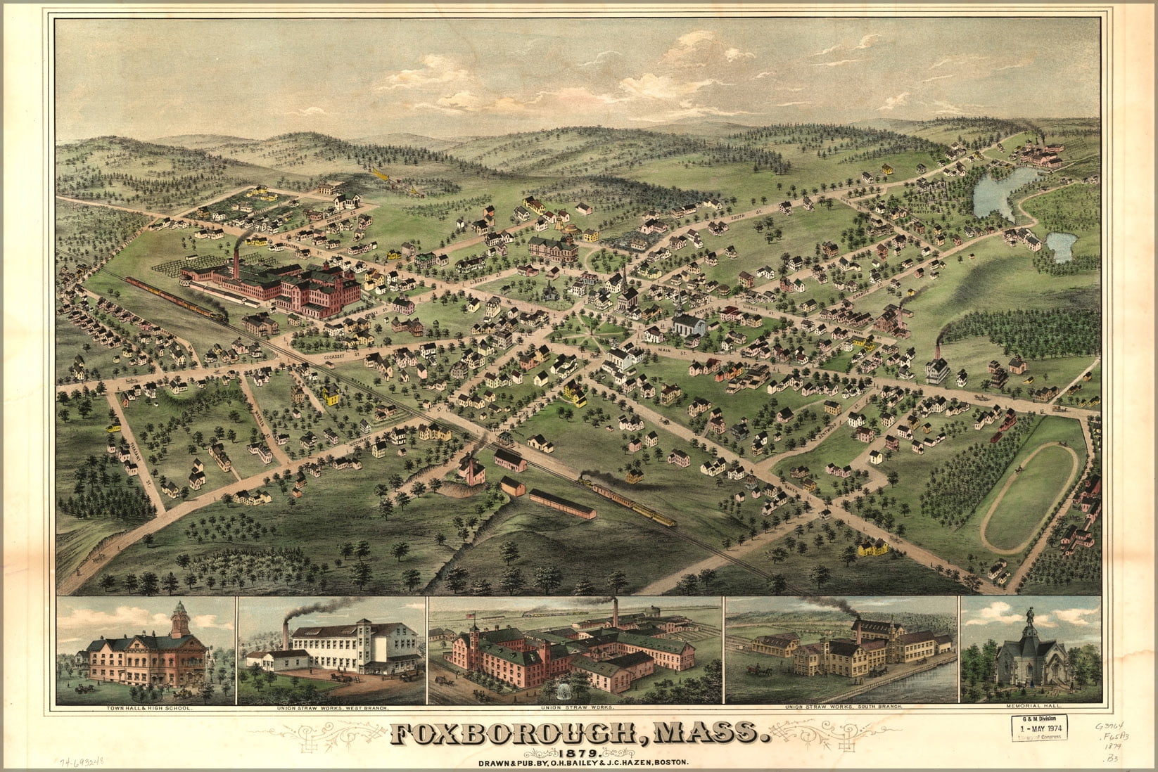 24"x36" Gallery Poster, map of Foxborough Massachusetts 1879 - Walmart.com