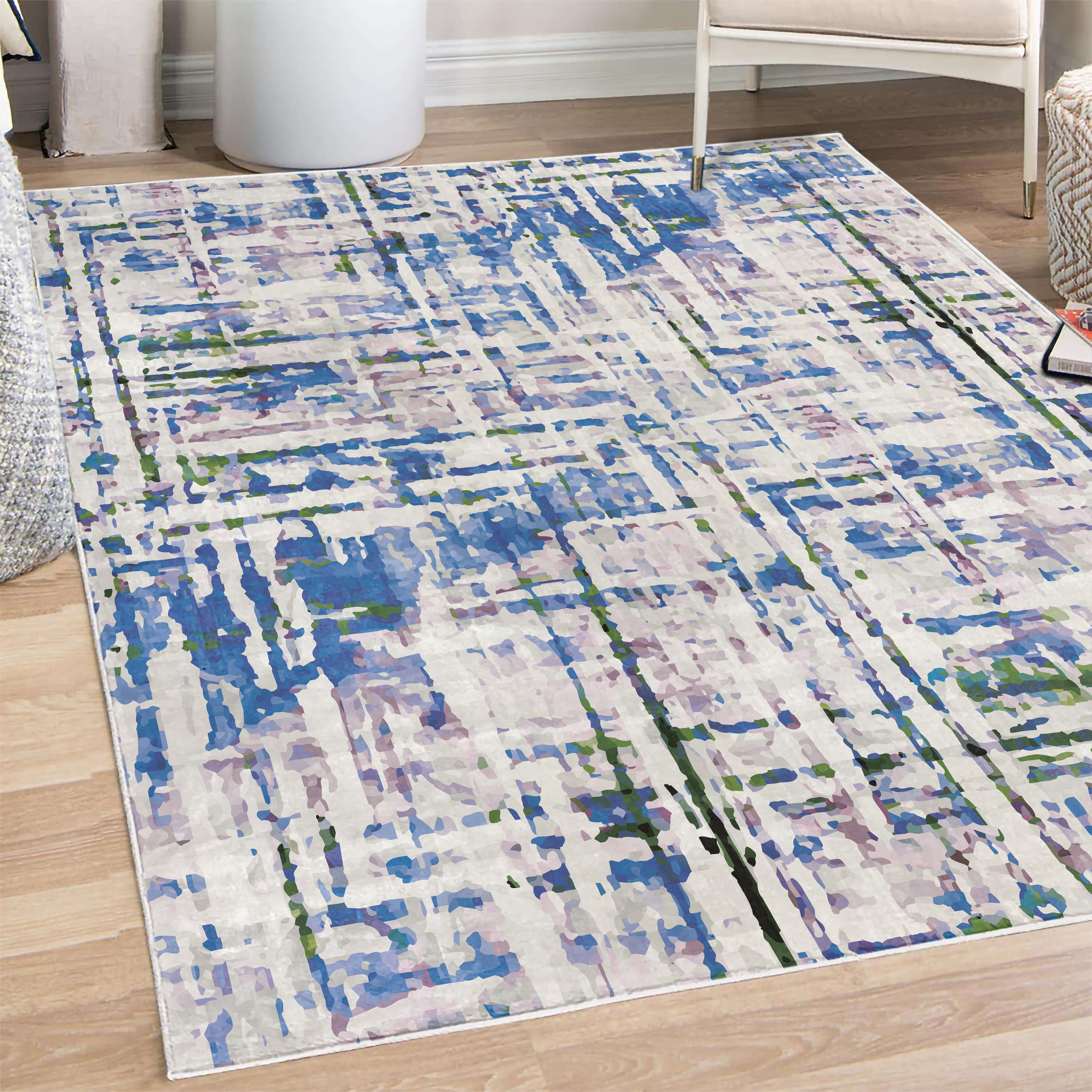 Grunge Decorative Rug, Abstract Paint Manifold Complicated Mixed and ...