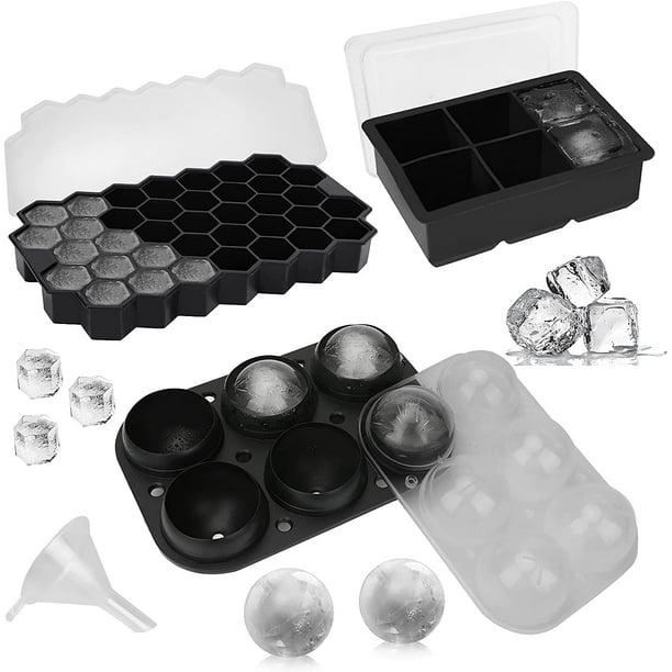 Ice Cube Tray, 3 Pack Sphere Square Ice Cube Mold Silicone Ball ...