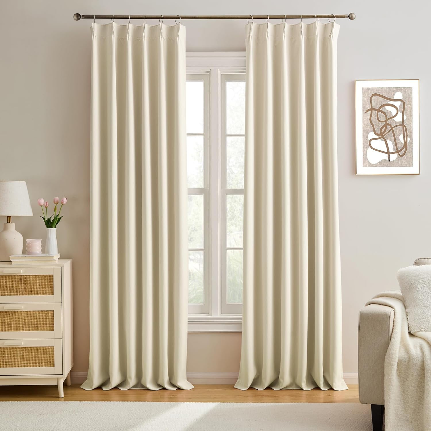 Click here for Dplsc Polyester Blackout Elegant Curtains Cream Co... prices