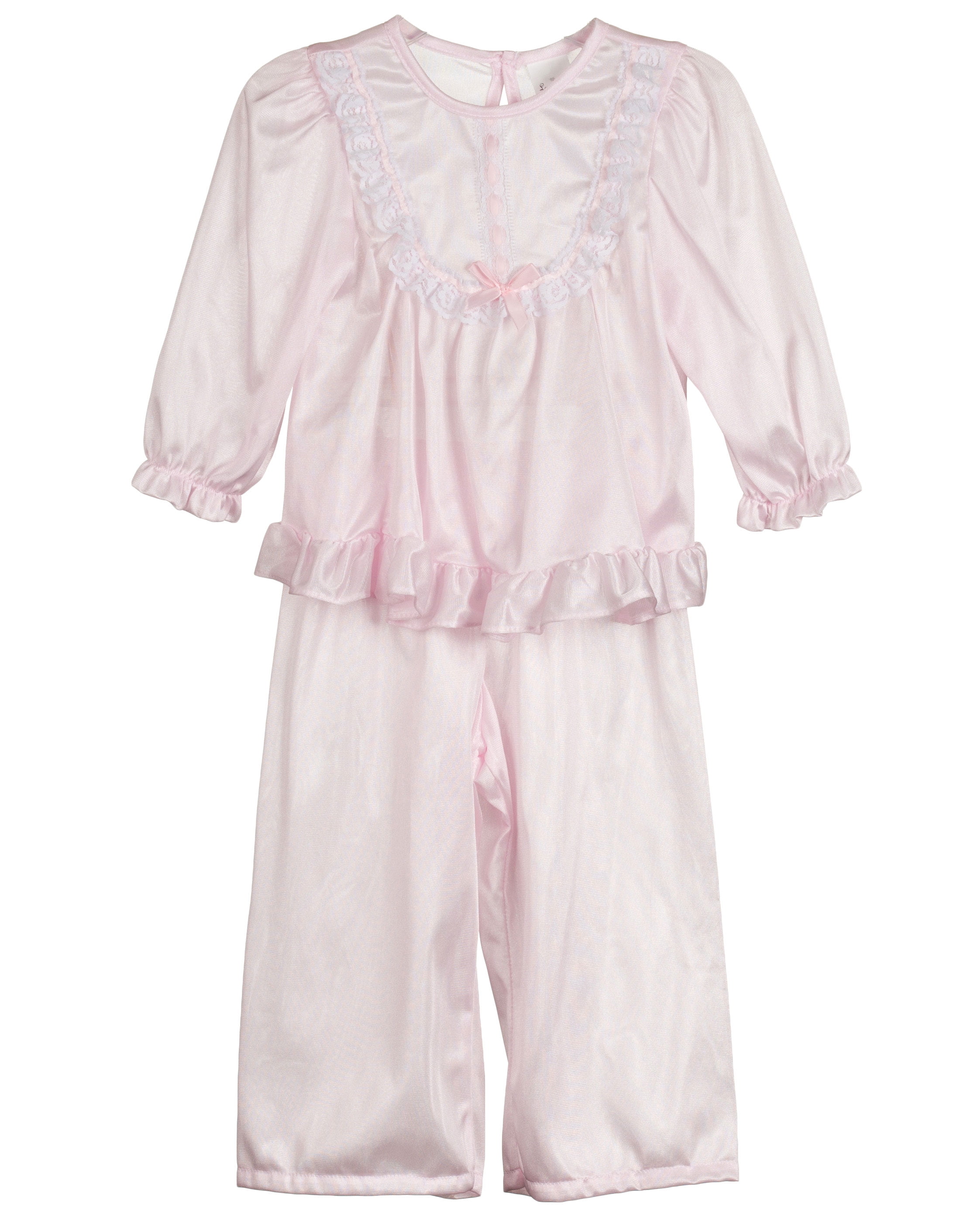 Laura Dare Girls Long Sleeve Traditional Pj Set In Solid Colors 4 14