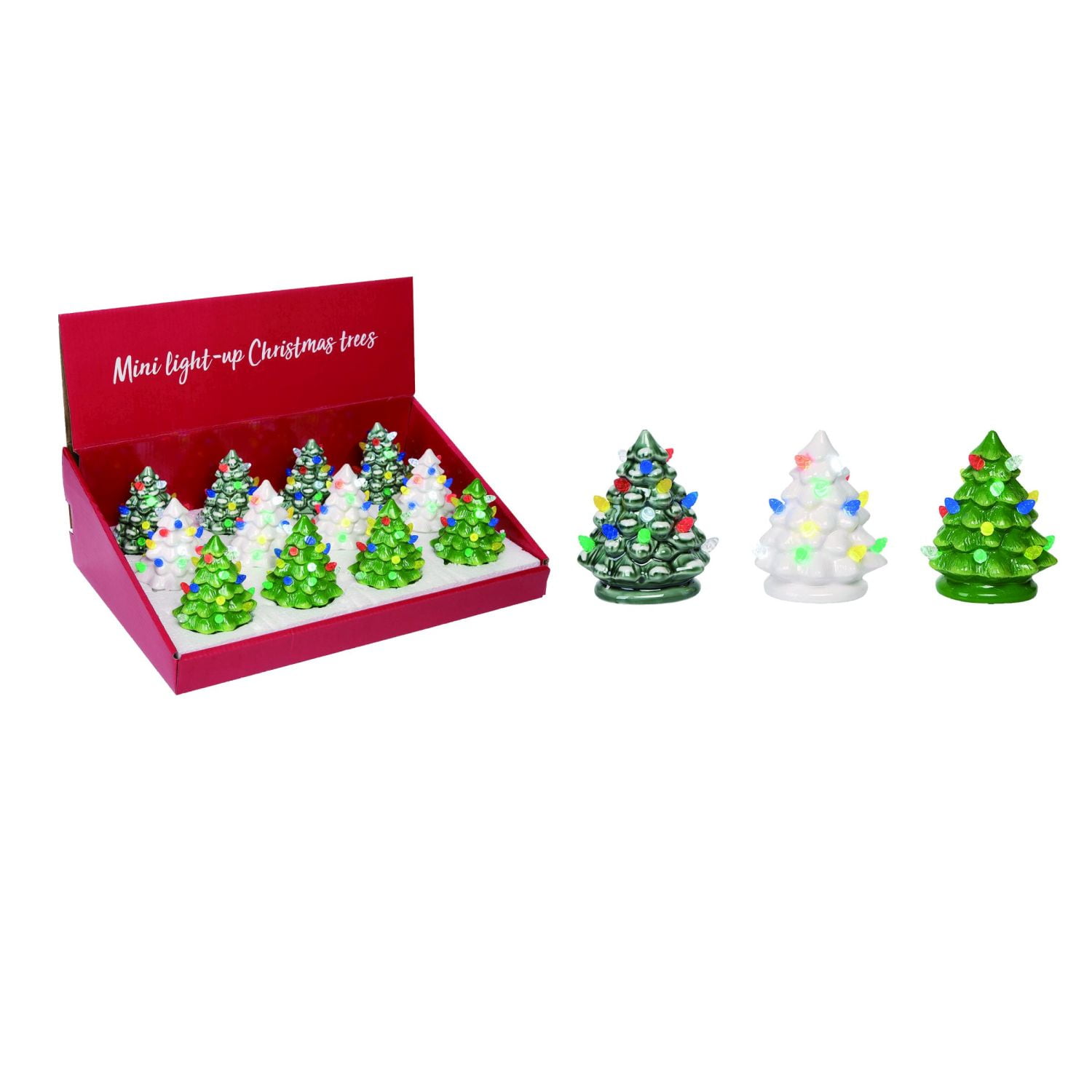 Transpac Mini Ceramic Light Up Trees With Display Set Of 12 - Walmart.com