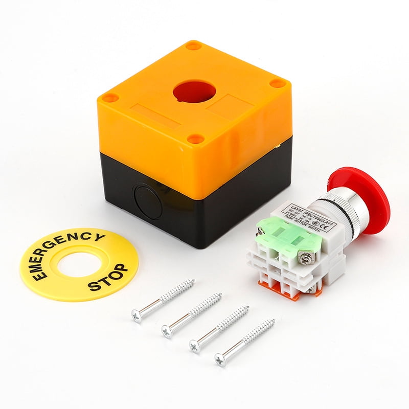 Red Mushroom Cap Emergency Stop Switch，Emergency Stop Button, 1NO 1NC ...
