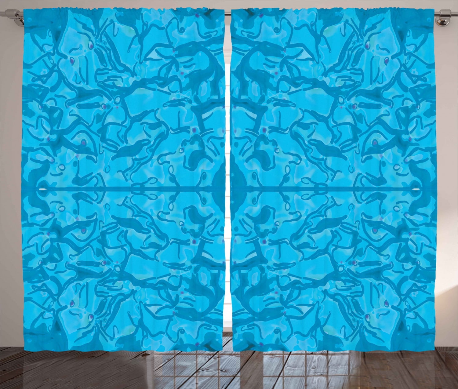 Modern Decor Curtains 2 Panels Set, Water like Unusual Pattern with ...