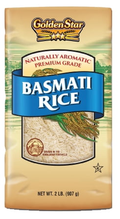 Golden Star Basmati Rice, Premium Aged Indian Basmati Rice, 2 lb Bag ...