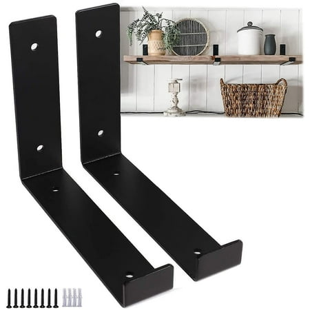 2 Pieces Black Shelf Brackets 25cm - Heavy Duty Wall Garage Bracket ...