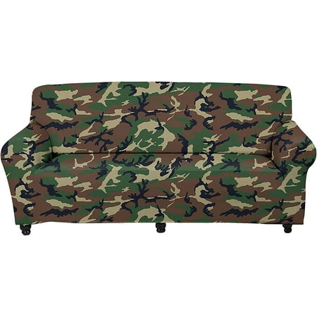 Green Army Camo Print Sofa Cover for Living Room Stretch Cushion Cover ...