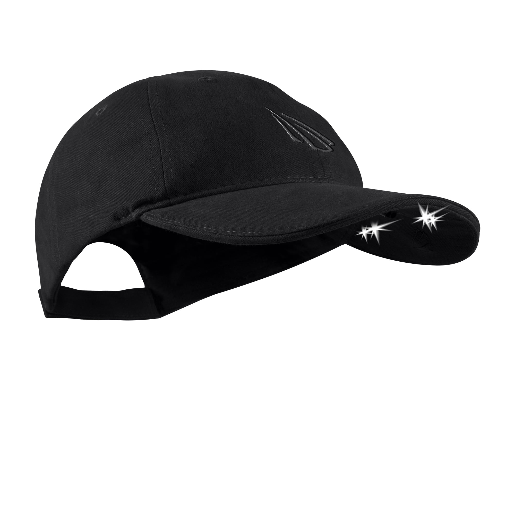 Powercap LED lighted Unstructured Black Cotton Hat w/extra battery set ...