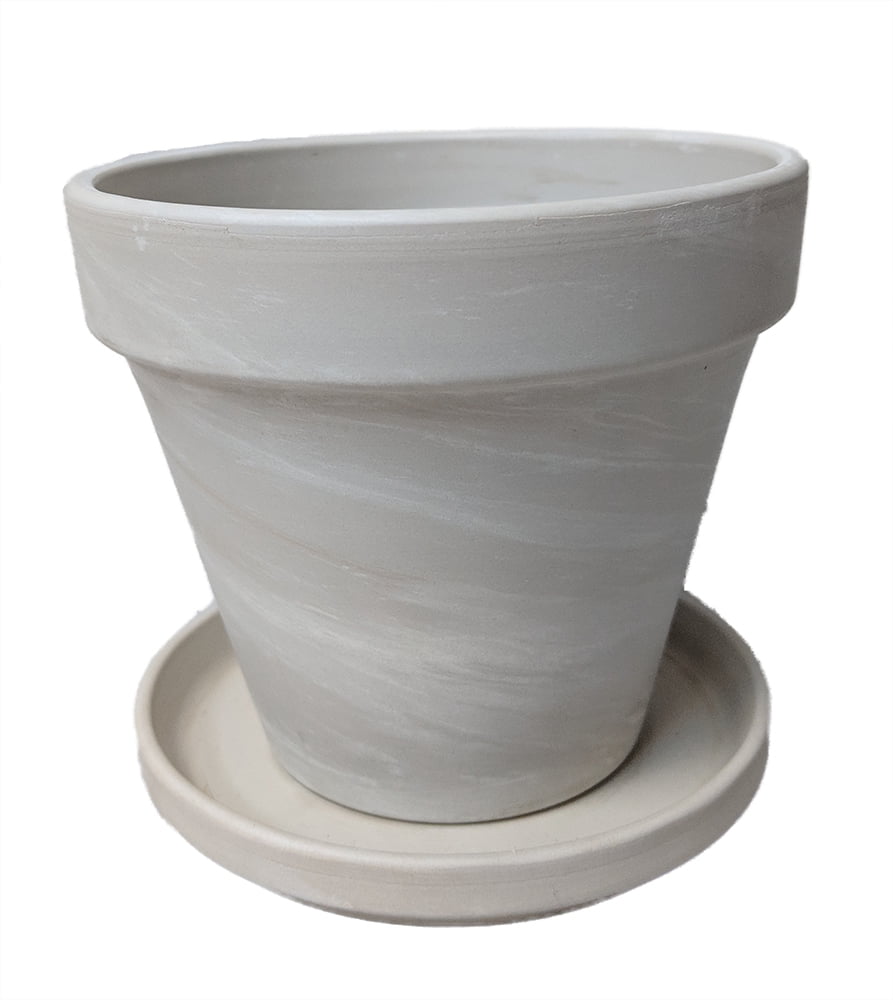 Planters & Pots Home & Living Outdoor & Gardening Marble Clay Pot 8 ...