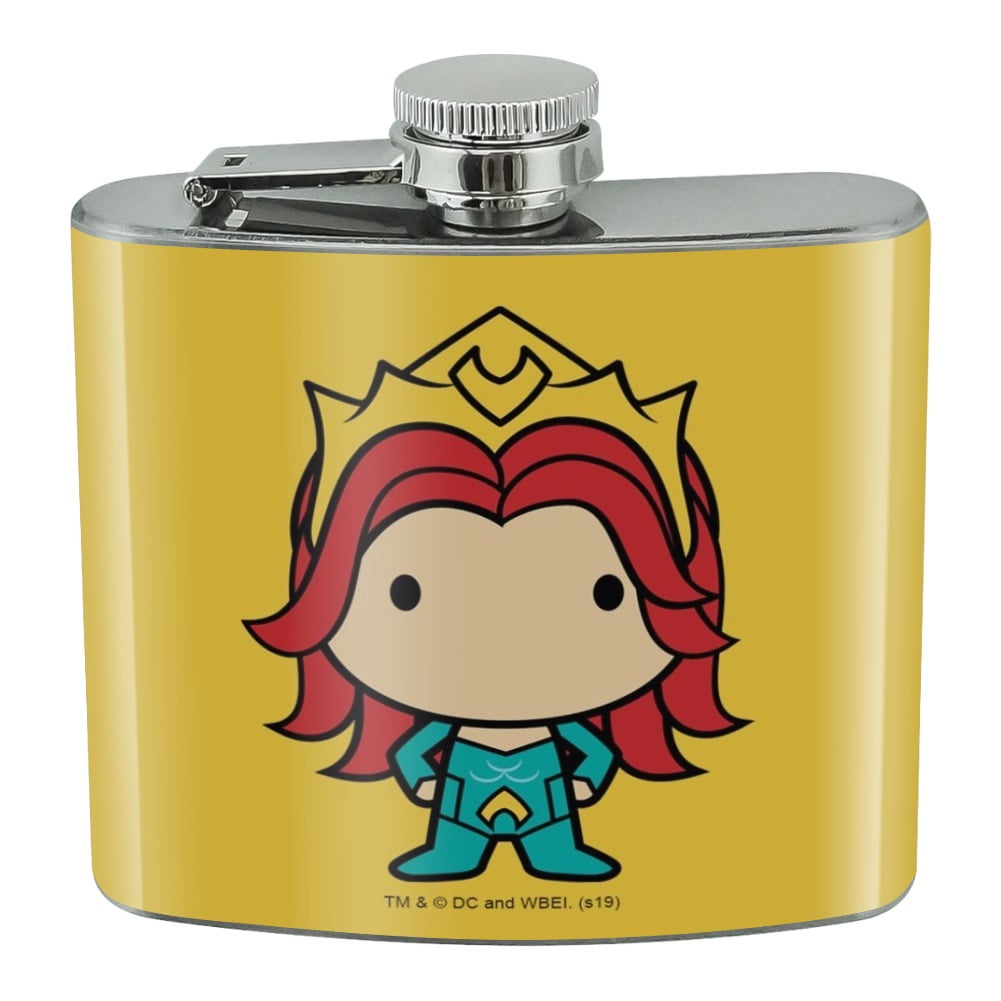Aquaman Movie Mera Chibi Character Stainless Steel 5oz Hip Drink Kidney ...