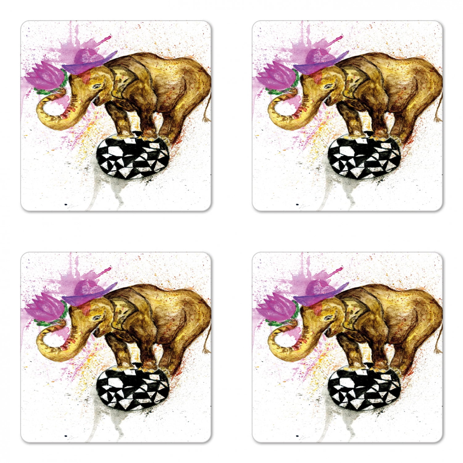 Elephant Coaster Set of 4, Giant Elephant Design on Minimalist Ball ...