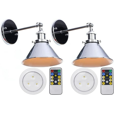 2-Light Led Industrial Battery Operated Wall Lights, Battery Run Remote ...