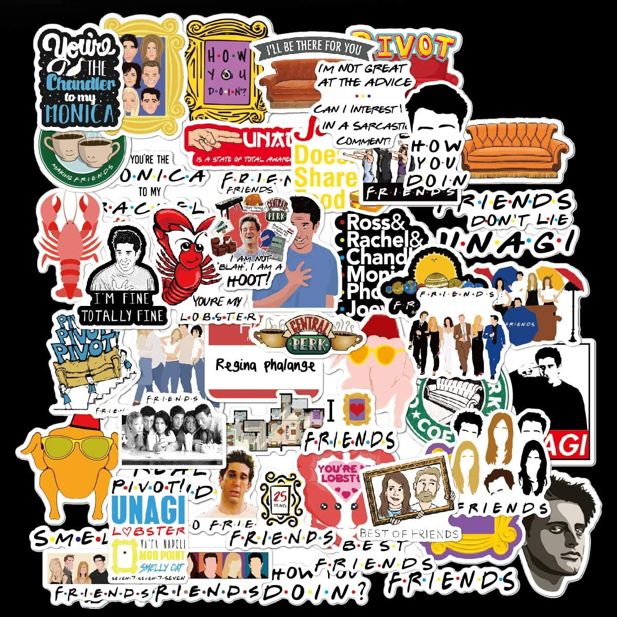 Friends TV Show Fans Sticker Pack of Stickers for Laptops Hydro Flasks ...