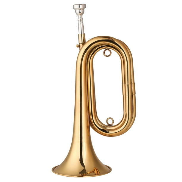 Amdohai Brass Bugle Call Gold-Plated Trumpet Cavalry Horn with ...