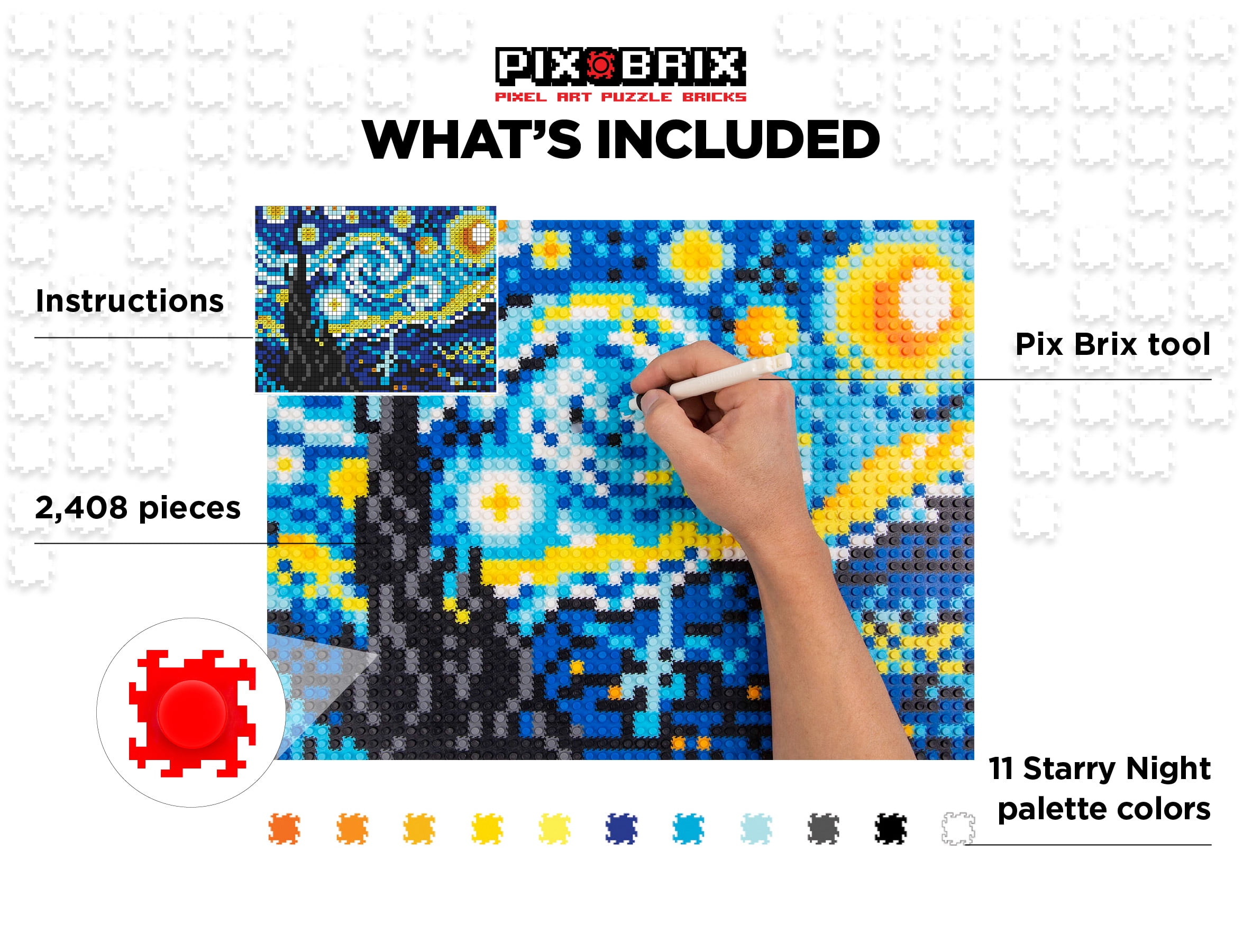 Buy Pix Brix Pixel Art Puzzle Bricks – Starry Night Pixel Puzzle ...