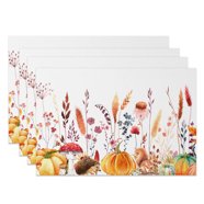 SUNOLIFE Fall Thanksgiving Placemats Set of 4,Autumn Pumpkins Table ...