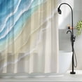 Abstracts Sandy Beach Shower Curtains for Bathroom, Blue Beige Gradient ...
