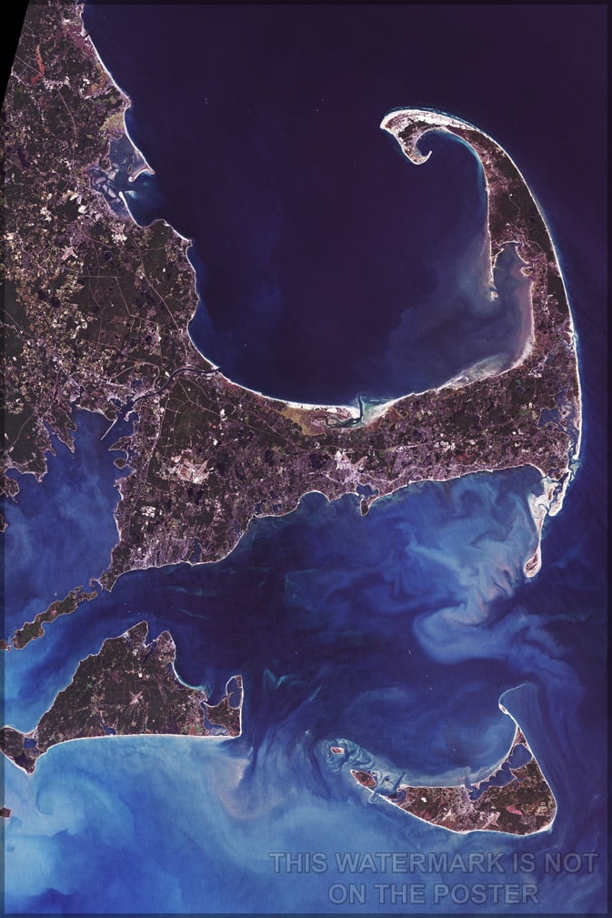 24"x36" Gallery Poster, cape cod mass landsat 7 - Walmart.com