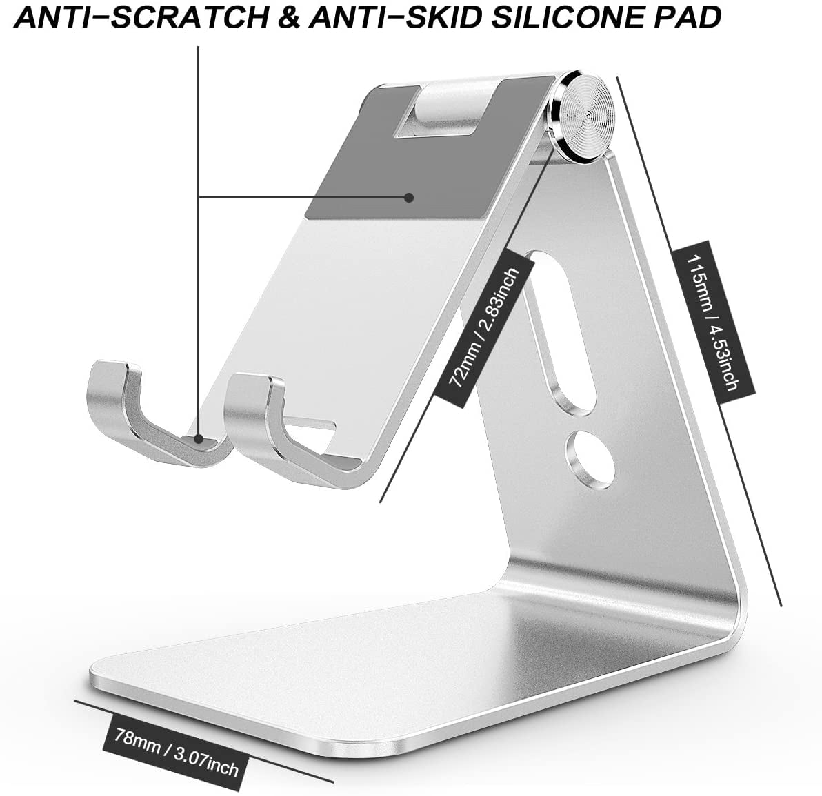 Adjustable Cell Phone Stand, OMOTON Aluminum Desktop Cellphone Stand ...