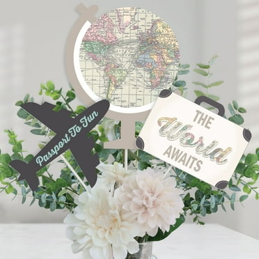 Let the Adventure Begin Centerpieces Travel Themed Centerpieces Sticks ...